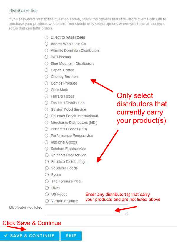 How To Add Distribution Information NC Specialty Foods Association